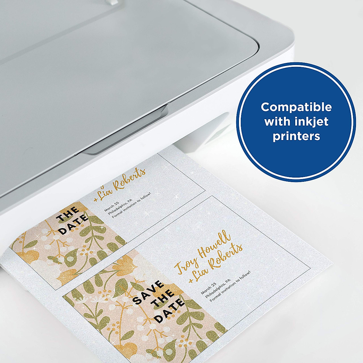 Printworks Printable White Glitter Cardstock, Perfect for Holiday School and Craft Projects, 15 Sheets, 8.5” x 11” (00514)