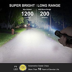 WUBEN L50 Rechargeable Flashlights, USB Tactical flashlights 1200 high lumens, Super Bright IP68 Waterproof LED flashlights, EDC Pocket Flashlights 5 Modes for Emergency, Rescue, Inspection, Hunting