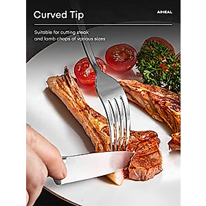 Aiheal Serrated Steak Knife Set, Stainless Steel Steak Knives Set of 8, Never Needs Sharpening Dinner Knives, Micro Serrated Steak Knives with Gift Box