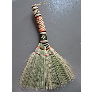 Asian Whisk Broom Natural Grass Duster 1piece 14 inch Tall Dustpan Brush Wooden Handmade Thai Bamboo Handle Sweeper for Dusting