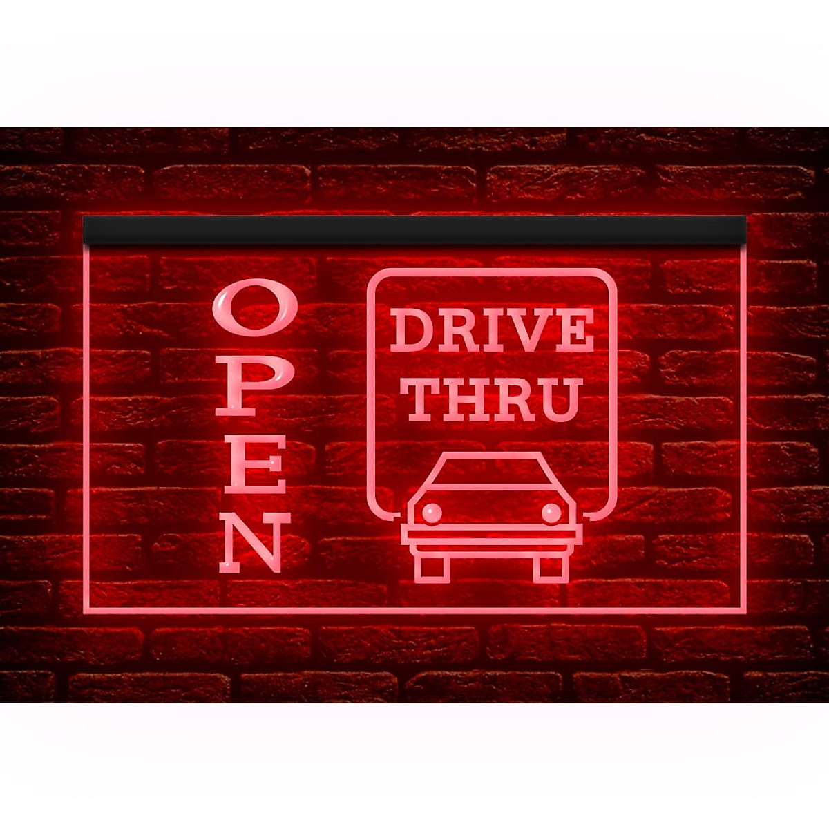 190014 Open Drive Thru Service Shop Store Display LED Light Neon Signs (12" X 8", Red)