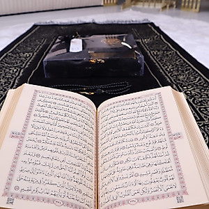 IEF Muslim Prayer Rug Islamic Prayer Mat Quran Prayer Beads Gift Set, Ramadan Eid Gifts, Birthday Gifts for Men, Velvet Prayer Rug Arabic Quran Pearl Tasbeeh