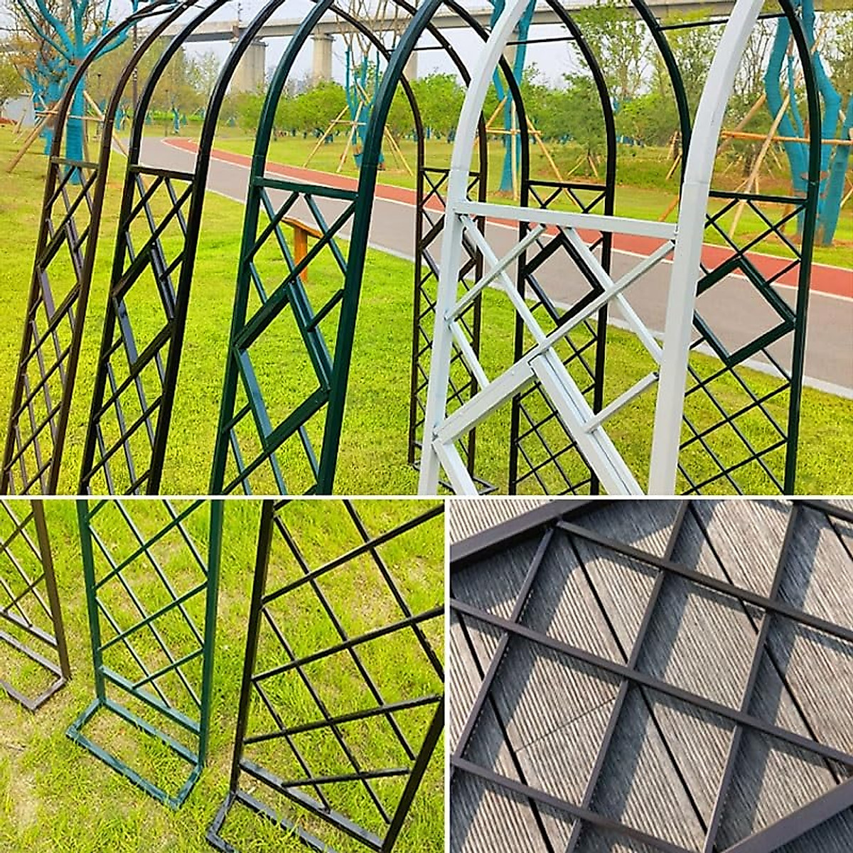 Garden Iron Arch for Climbing Plant, Black Metal Arbor Trellis,140 180 300 260 340cm Wide Steel Frame Archway White, Roses Vines Pergola (Color : White, Size : 102" W x 91" H)