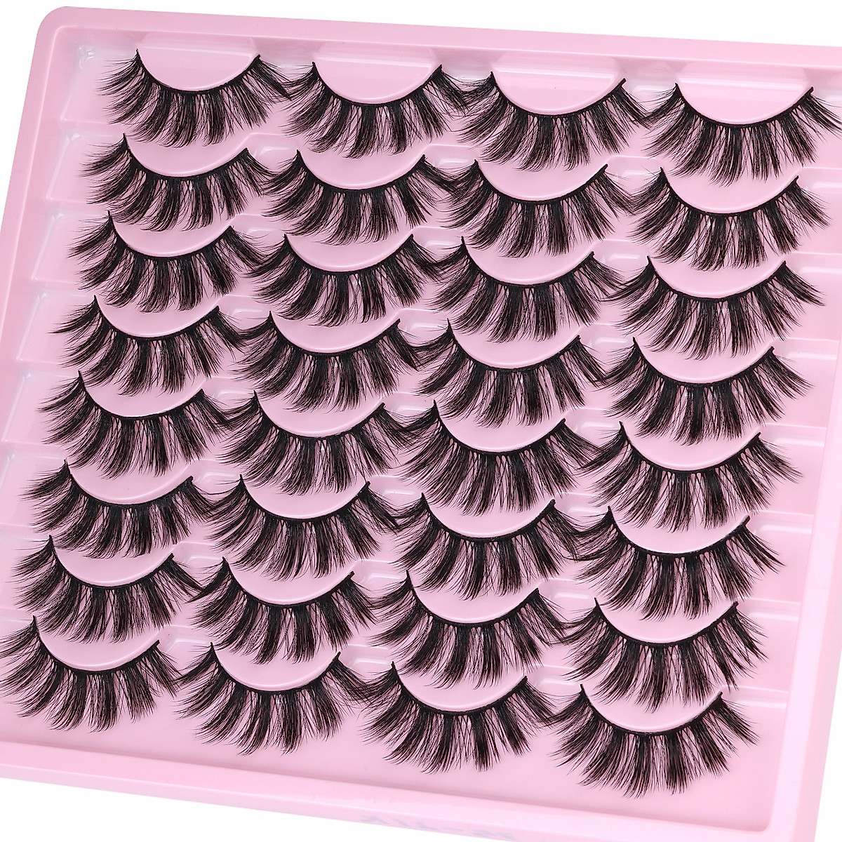 Fluffy Lashes Wispy False Eyelashes 15mm Cat Eye Russian Strip Lashes D Curl Faux Mink Eyelashes 16 Pairs by Zegaine
