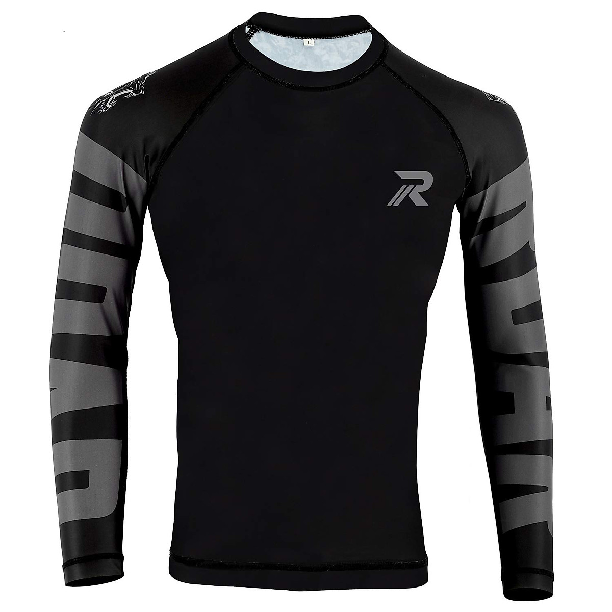 Roar Rash Guard Short Sleeve MMA Grappling Jiu Jitsu Training Gear Fight Shirts (Large, Dragon Sleeve)