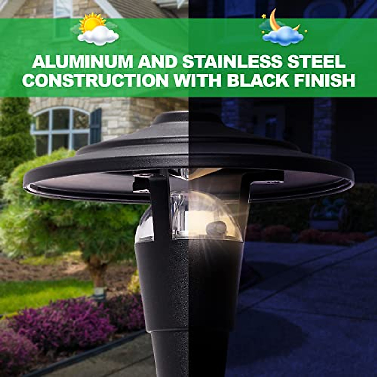 GreenLighting Low Voltage Outdoor Lights - Modern Skyline Path Stake Lights - Walkway Lights, Garden and Lawn Lights - Includes Transformer, Control Box and Landscape Wire (8 Pack)