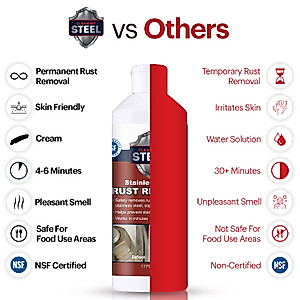 Stainless Steel Rust Remover & Cleaner, NSF Approved Safe for Food Areas. Non-Toxic Stainless Steel Cleaner for Appliances is Perfect for Rust Stains, Your Fridge, Best Knife or Pan & more (17 oz)