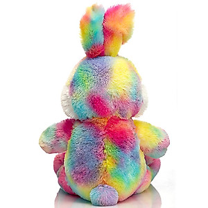 HollyHOME Easter Bunny Stuffed Animal Tie-Dye Rabbit Plush Toys for Kids Multi-Color