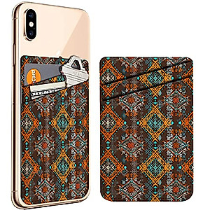 Diascia Pack of 2 - Cellphone Stick on Leather Cardholder ( Ethnic Boho Ethno Pattern Pattern ) ID Credit Card Pouch Wallet Pocket Sleeve