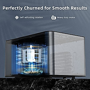 Ice Cream Maker, UKKISO 1.5 Quart Automatic Electronic Gelato Maker with 4 Operation Modes, Built-In Compressor, Portable Homemade Dessert Maker with Spoon, Ice Cream Machine for Home