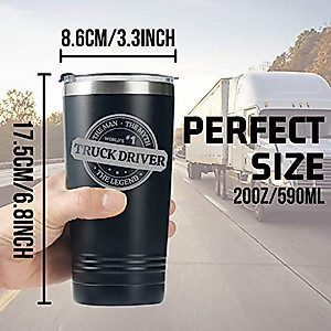 Onebttl Truck Driver Gifts For Men - World's #1 Truck Driver - 20oz/590ml Stainless Steel Insulated Tumbler - Christmas, Thank you, Retirement Gifts For Truck Driver - (Black)