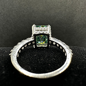RINGJEWEL 5.40 ct VVS1 Emerald Cut Moissanite White Grey Green Color Silver Plated Engagement Ring For Women (Pack Of 1).