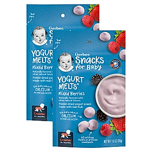 Gerber Baby Snacks Yogurt Melts, Mixed Berries, 1 Ounce (Pack of 2)
