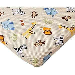 Bedtime Originals Jungle Buddies Sheet, Brown/Yellow