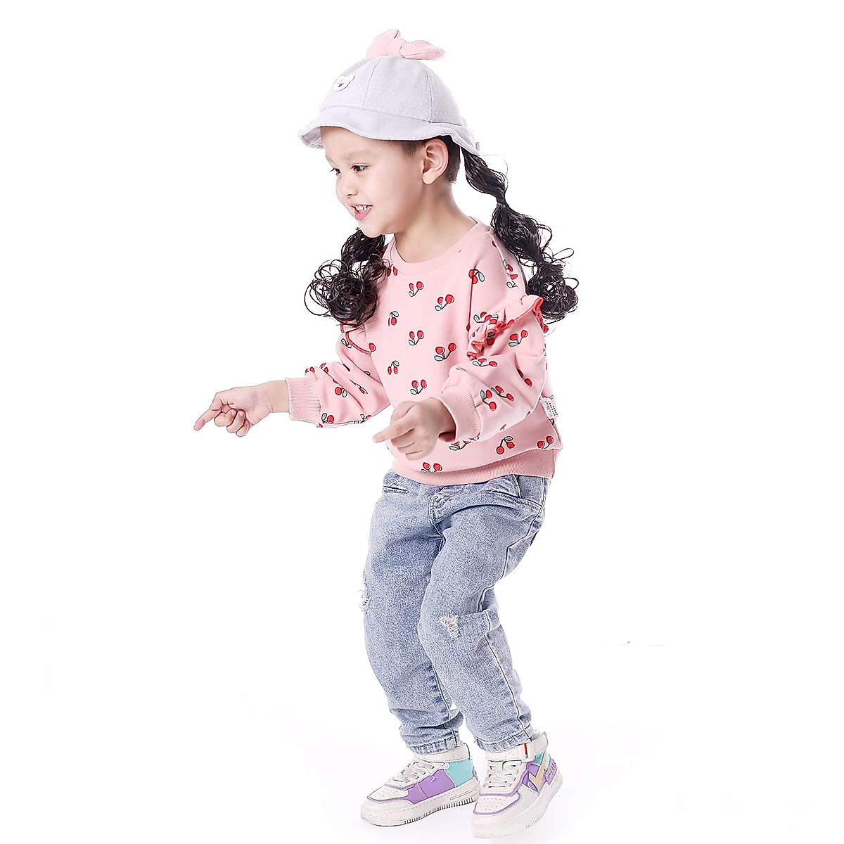 BINIDUCKLING Toddler Sweater Girl Clothes 4T Cherry Pink