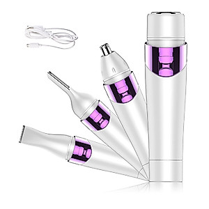 Veru ETERNITY 4 in 1 Electric Face Shavers for Womens with Facial Hair Removal for Women with Bikini Trimmer, Nose Hair Trimmer, Eyebrow Trimmer USB Charger