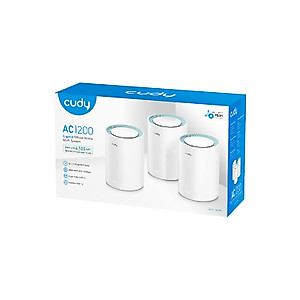 Cudy M1300 3-Pack AC1200 Gigabit Whole Mesh WiFi System, Dual Band, WiFi Extender, High Gain Antennas, VPN, Cloudflare, Connect Up to 100 Devices