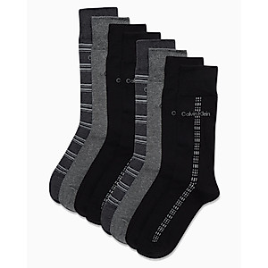 Calvin Klein Men's Dress Socks - Lightweight Cotton Blend Crew Socks (8 Pack), Size 7-12, BlackGrey Multi