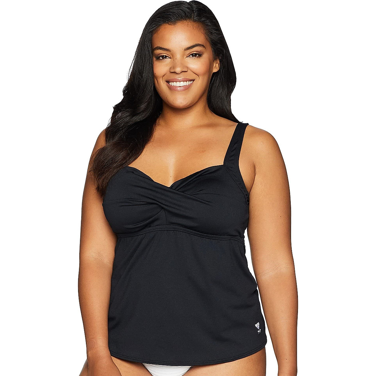 TYR TSTBW7A124W Fitness Plus Solids Womens Twisted Bra Tankini Black 24W