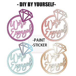 We are Engaged Party Decoration Bridal Shower Decorations Diamond Ring Wooden Sign Wall Hanging Decoration Bridal Shower Party Supplies Photo Booth Props Wooden Cutout Signs