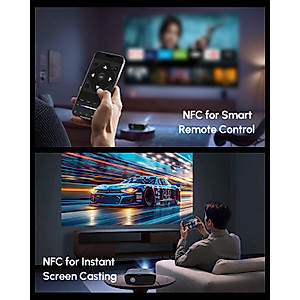 HD Smart Wi-Fi Portable Projector Android 5000+ Apps, 7000Lumen LCD Bluetooth Movie Projectors Home Entertainmen,Compatible with HDMI USB VGA Netflix Prime Video Wireless Cast Smartphone Projector