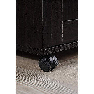 Hodedah Kitchen Island with Spice Rack, Towel Rack & Drawer, Chocolate with Grey Top