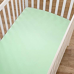 TL Care Fitted Mini Crib Sheet 24" x 38", Soft Breathable Neutral 100% Cotton Jersey Portable Sheet, Mint, for Boys and Girls, Fits Most Pack N Play and Mini Crib Mattresses