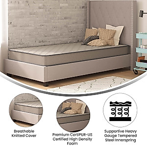 Flash Furniture Capri Comfortable Sleep 6" Hybrid Innerspring and Foam Mattress in a Box, Foam Innerspring Hybrid Mattress, Pressure Relief, Twin