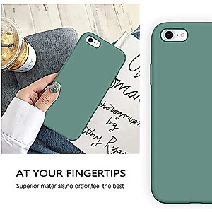 GUAGUA iPhone 6s Case iPhone 6 Case Liquid Silicone Soft Gel Rubber Slim Thin Light Microfiber Lining Cushion Texture Cover Shockproof Full Body Protection Phone Cases for iPhone 6/6S Pine Green