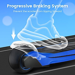 TONBUX Kids Scooter for Age 3-12, Toddler Scooter with 4 Adjustable Heights, Light Up 3-Wheels Scooter, Shock Absorption Design, Lean to Steer, Balance Training Scooter for Kids - Blue