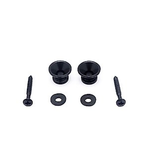 Metallor Guitar Strap Locks and Buttons End Pins with Mounting Screws and Washers for Electric Guitar Bass Acoustic Guitar Ukulele Mandolin. (Black)