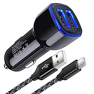 Car Charger for Samsung Galaxy A21 A11 A51 A20 A01 A10E A9 A50 A71 A12 A32 A52 A14 A13 A53 S23 S22 S21 S20 Ultra S10 S9 Note 20,LG Stylo 6/5,Pixel 7 6 5,Car Charger Adapter,Type C Fast Charging Cable