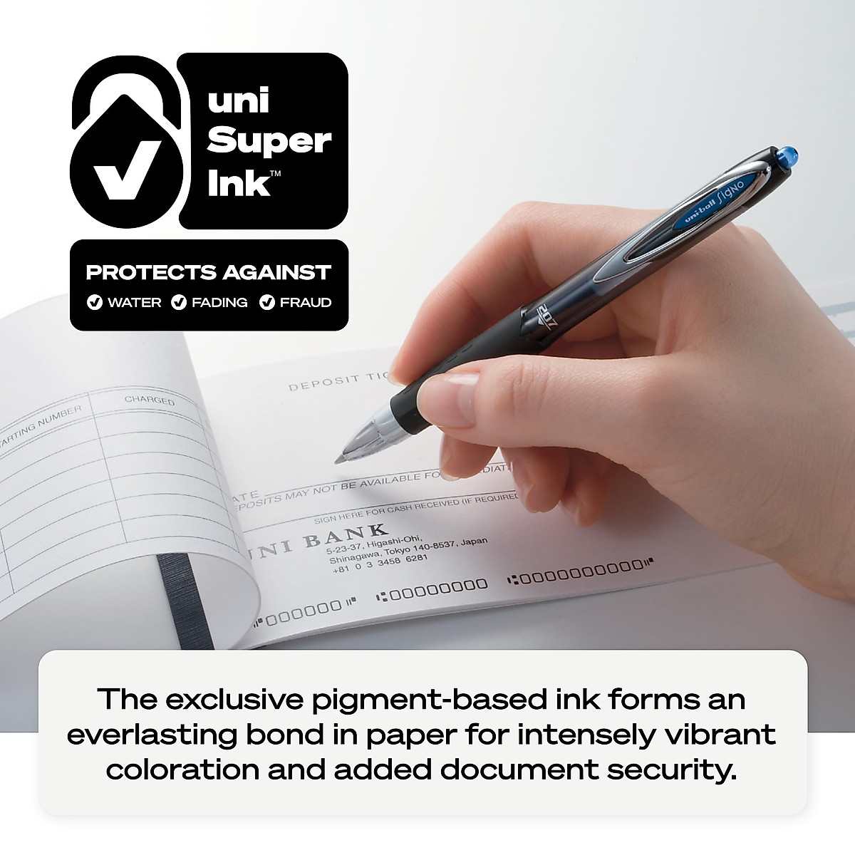 Black Retractable Gel Pens 2 Pack with Medium Points, Uni-Ball 207 Signo Click Pens are Fraud Proof and the Best Office Pens, Nursing Pens, Business Pens, School Pens, and Bible Pens