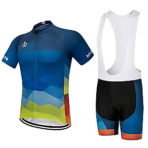 MOXILYN Men's Bike Clothing Set Cycling Jerseys Road Bicycle Shirts Kit + Bib Shorts Quick-Dry Full Zipper Riding Clothes