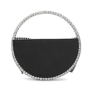 Evening Clutch Bag for Women Rhinestone Diamond Frame Wedding Party Circular Clutch Purse Handbag