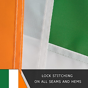 POZOY Deluxe 3x5 ft Irish Flag for Outside, Double Sided Ireland Flags Longest Lasting, Heavy Duty Nylon, Sewn Stripes, Brass Grommets Perfect for Outdoors!