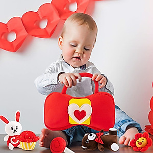 teytoy Valentines Day Gifts Toys, Stuffed Animal Squeaker and Crinkle Baby Girl Toy Playset Sensory Toy Gifts Idea Party Favors Decoration for Baby and Newborn