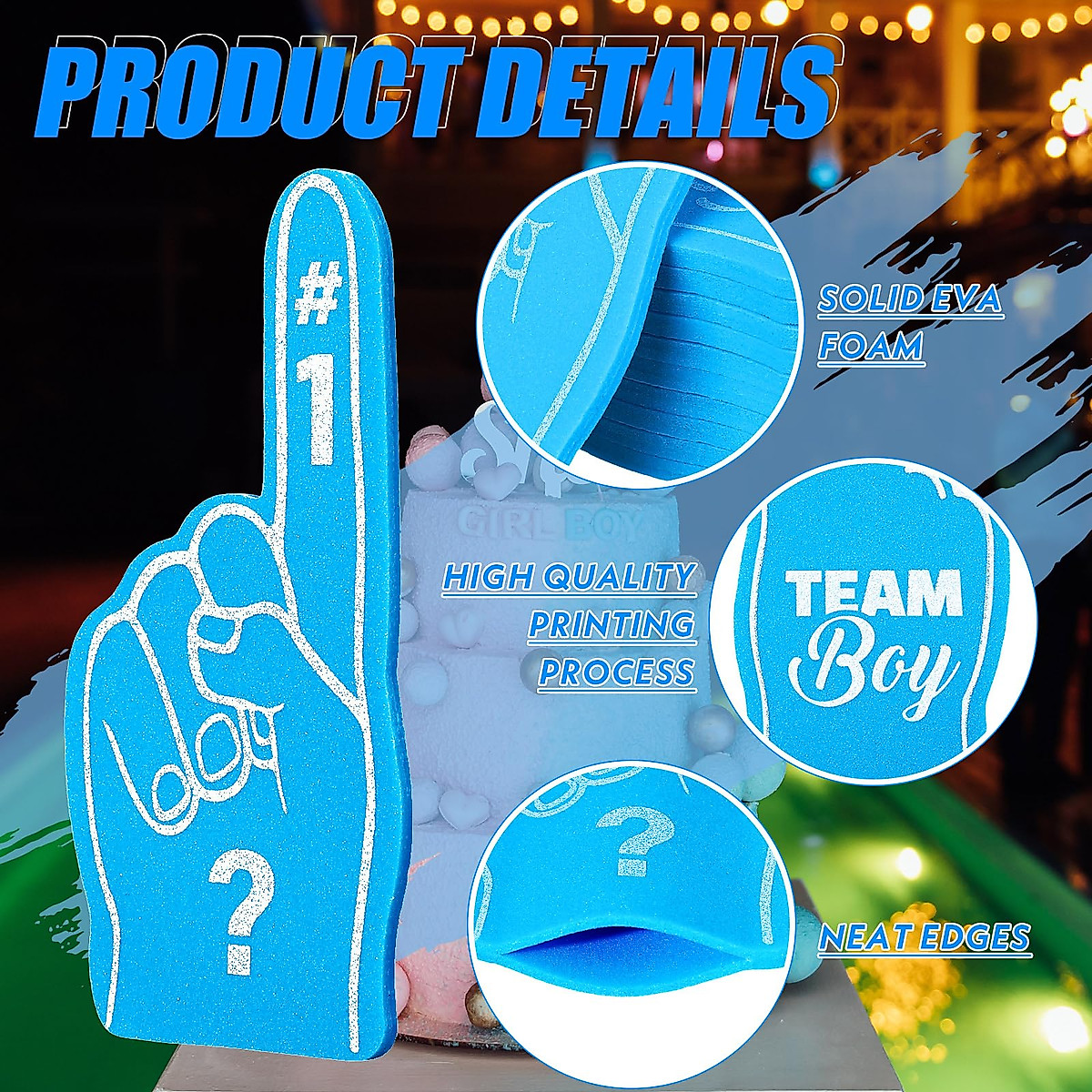 Motionchic 24 Pack Baby Gender Reveal Decorations Team Boy or Girl Mini Foam Fingers Gender Reveal Games Ideas Cupcake Toppers for Baby Shower Gender Reveal Party Favors Supplies