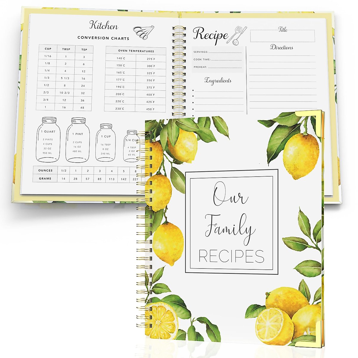 Recipe Book To Write In Your Own Recipes - Blank Family Cook Book Journal to Create Your Own DIY 100 Page Cookbook - Spiral Bound Recipe Organizer, Empty Recipe Notebook with Hardcover & Thick Paper