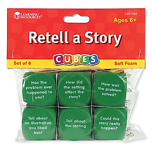 Learning Resources Retell A Story Cubes, 6 Foam Cubes, Reading & Listening Comprehension, Set of 6, Grades 1+, Ages 6+