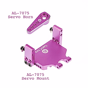 RampCrab RC Steering Servo with Servo Mount Bracket and Servo Horn for AX24 SCX24, RC Car Model Parts, Upgrade Parts for Axial AX24 SCX24 1/24 RC Crawler (Purple Horn)