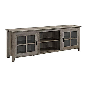 Walker Edison Portsmouth Classic 2 Glass Door TV Stand for TVs up to 80 Inches, 70 Inch, Grey Wash