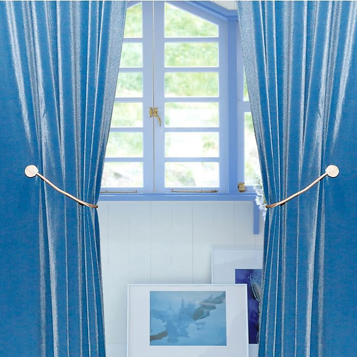 2 Pack Magnetic Curtain Tiebacks, The Most Convenient Drape Tie Backs,European Style Decorative Weave Rope Curtain Holdbacks Holder for Window Sheer Blackout Drapries Office, 16 inch(Silver Grey)