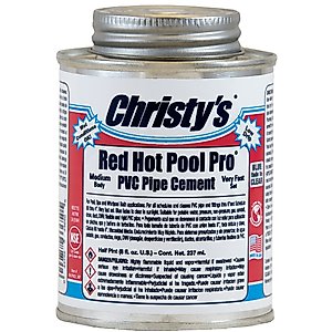 Christy's Red Hot Pool Pro PVC Cement - Medium Body, Very Fast Set, Low-VOC, 1/2 Pint (8 fl oz)