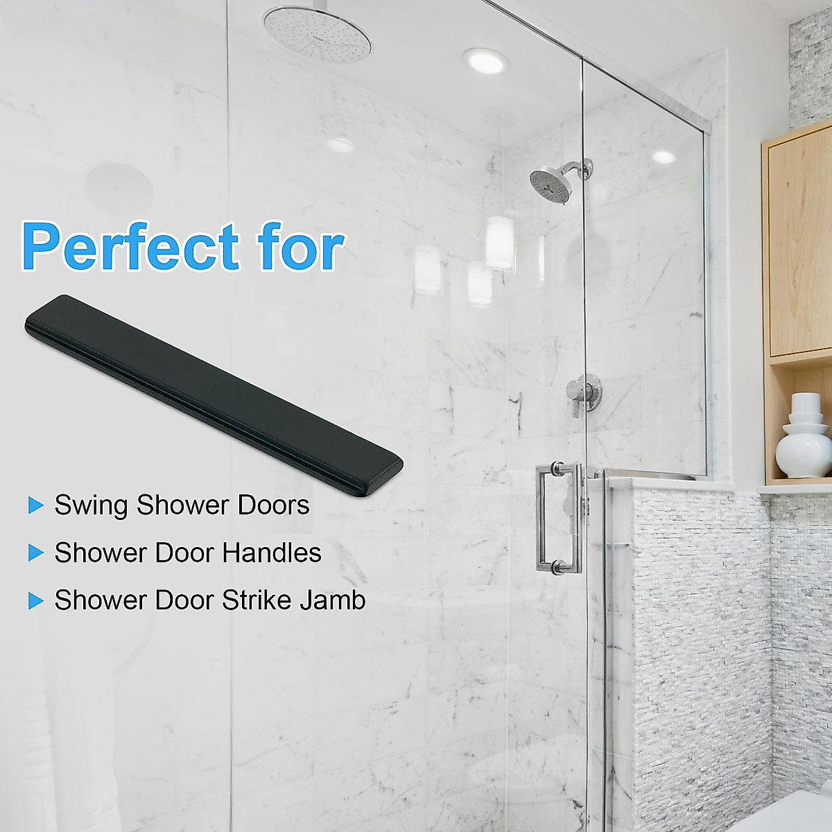 Shower Door Magnet, 2-1/2" Long Glass Shower Door Magnet Replacement for Swing Shower Doors Shower Door, Handles Shower Door Strike Jamb (Black 1pack)