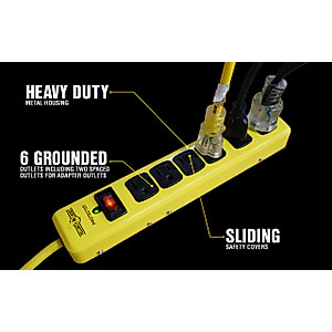 Yellow Jacket 5138N 5138 Metal Surge Protector Strip with 6 Outlets and 15 Foot Cord; Ft