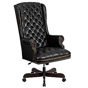 Flash Furniture High Back Traditional Fully Tufted Brown LeatherSoft Executive Swivel Ergonomic Office Chair with Arms