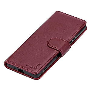 Chalk & Hide - Real Leather Book Wallet Case Cover for Sony Xperia 1 III (2021), Real Leather Design with Card Slot, Magnetic Closure and Built in Stand - Burgundy