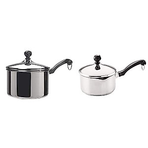 Farberware Classic Stainless Steel 2-Quart Covered Saucepan with Farberware Classic Stainless Steel 1-Quart Covered Straining Saucepan