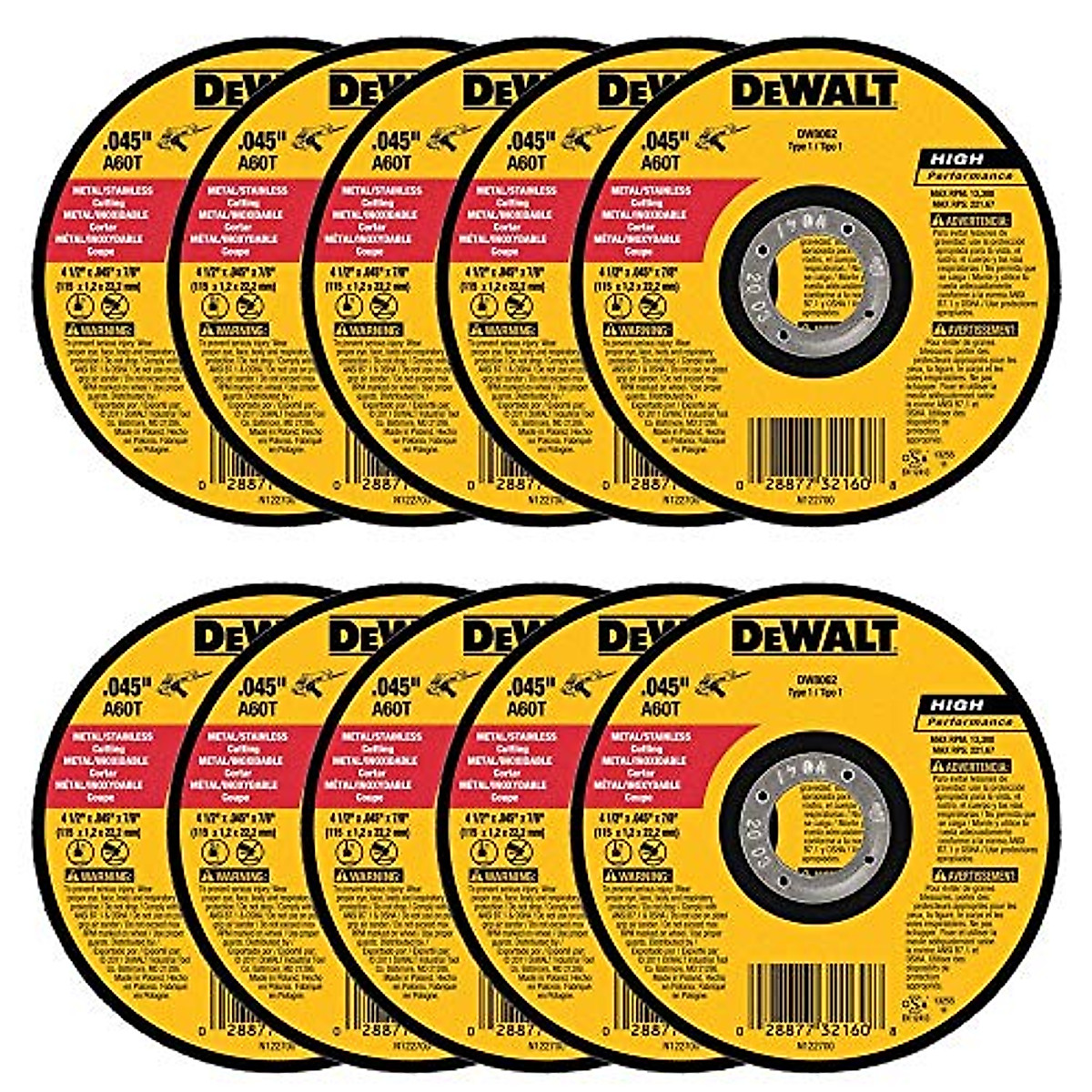 DEWALT DW8062 4-1/2" x .045 x 7/8" Metal Cut-Off Wheel (100pk)